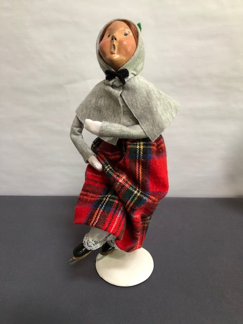 Skating Lady in grey with red plaid – Main Street Scenes